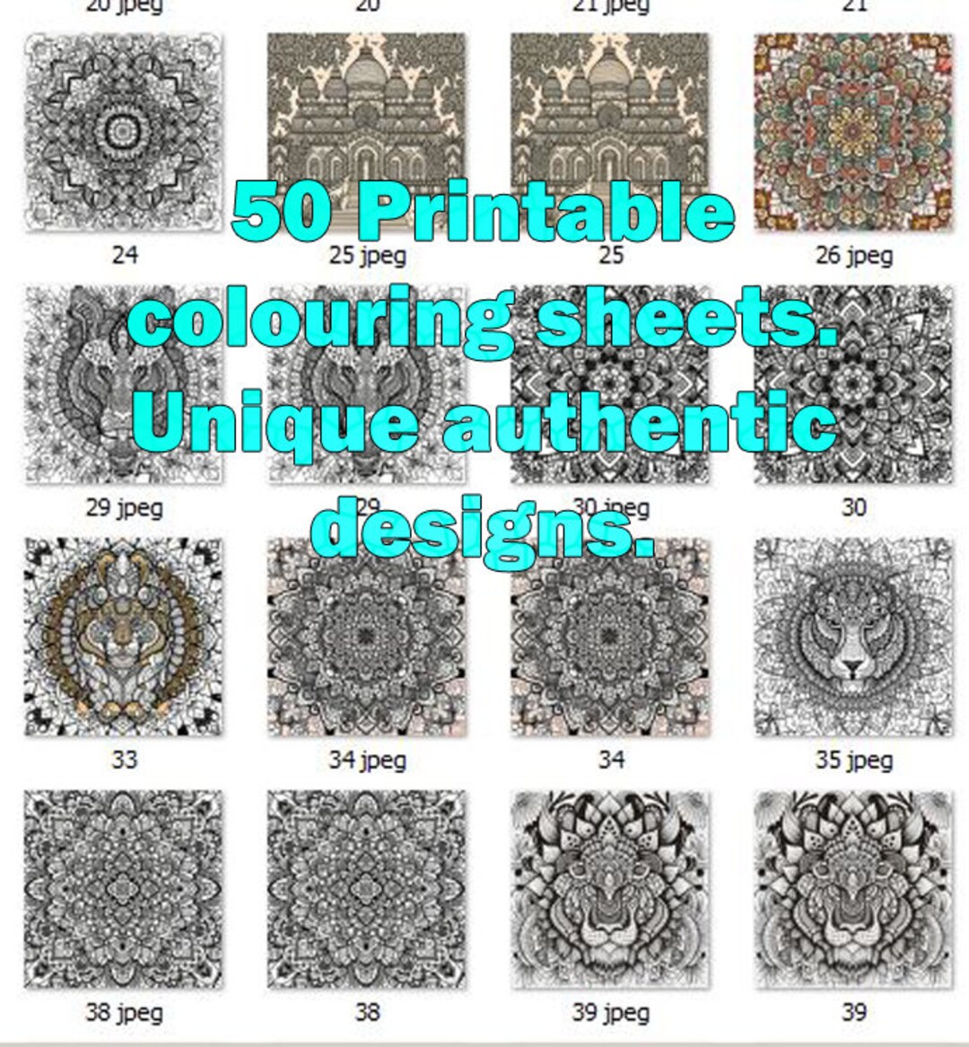 Instant Download: 50 Printable Adult Coloring Pages Collection ...