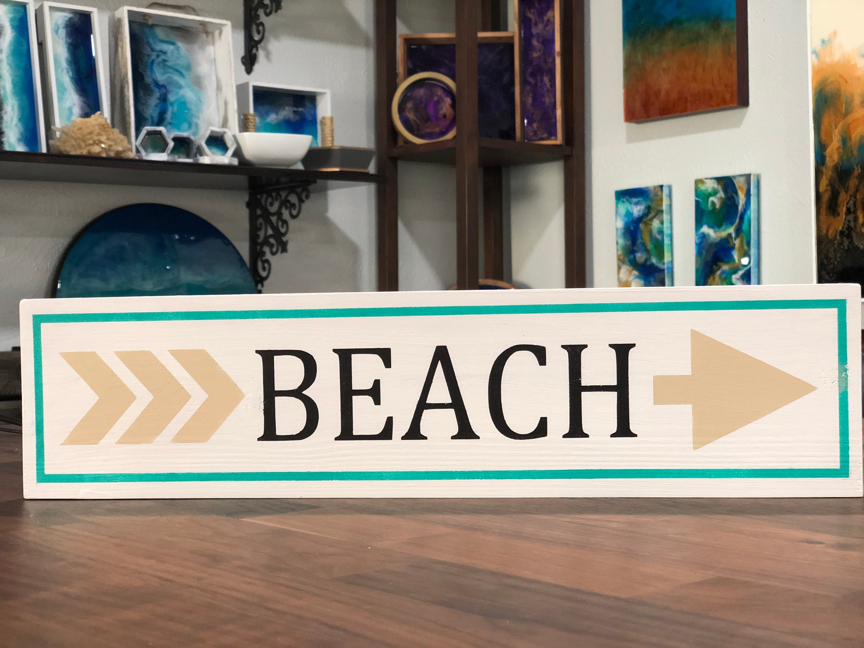 Beach With Arrow Sign This Way to the Beach Sign Ocean Decor - Etsy
