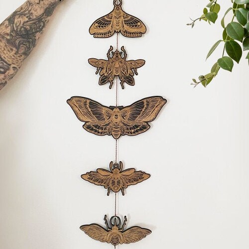 Insect Garland Wood Wall Hanging Decor Hawkmoth Luna Moth - Etsy