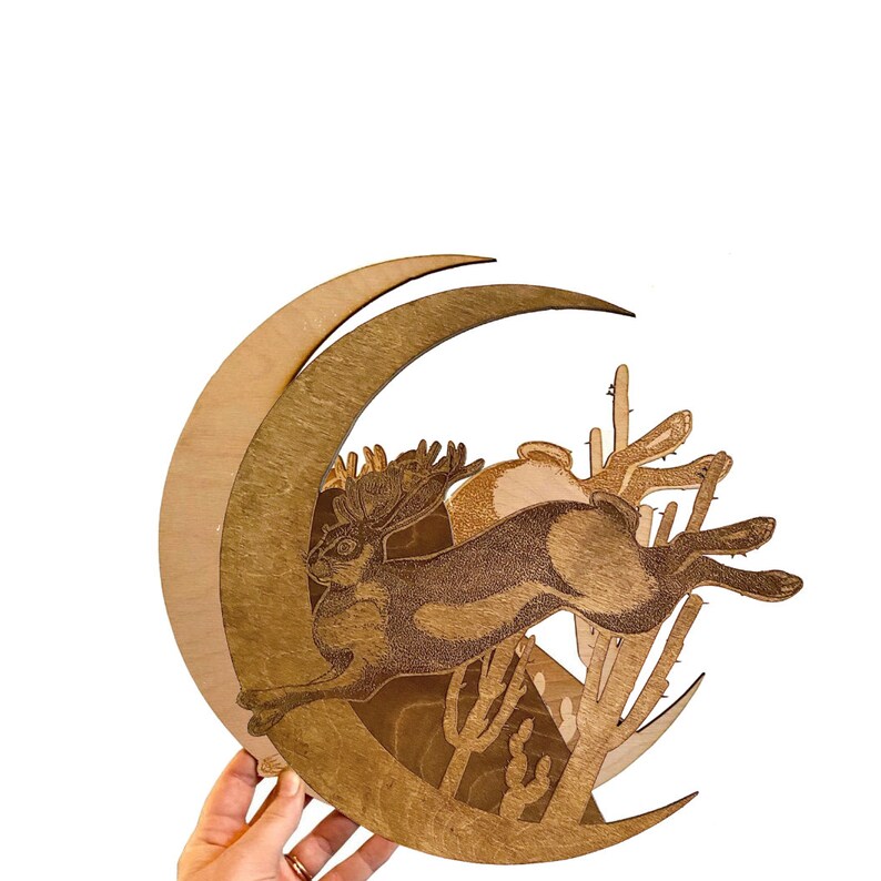 Jackalope Wall Hanging Moon Wall Art Jackalope Home Decor - Etsy