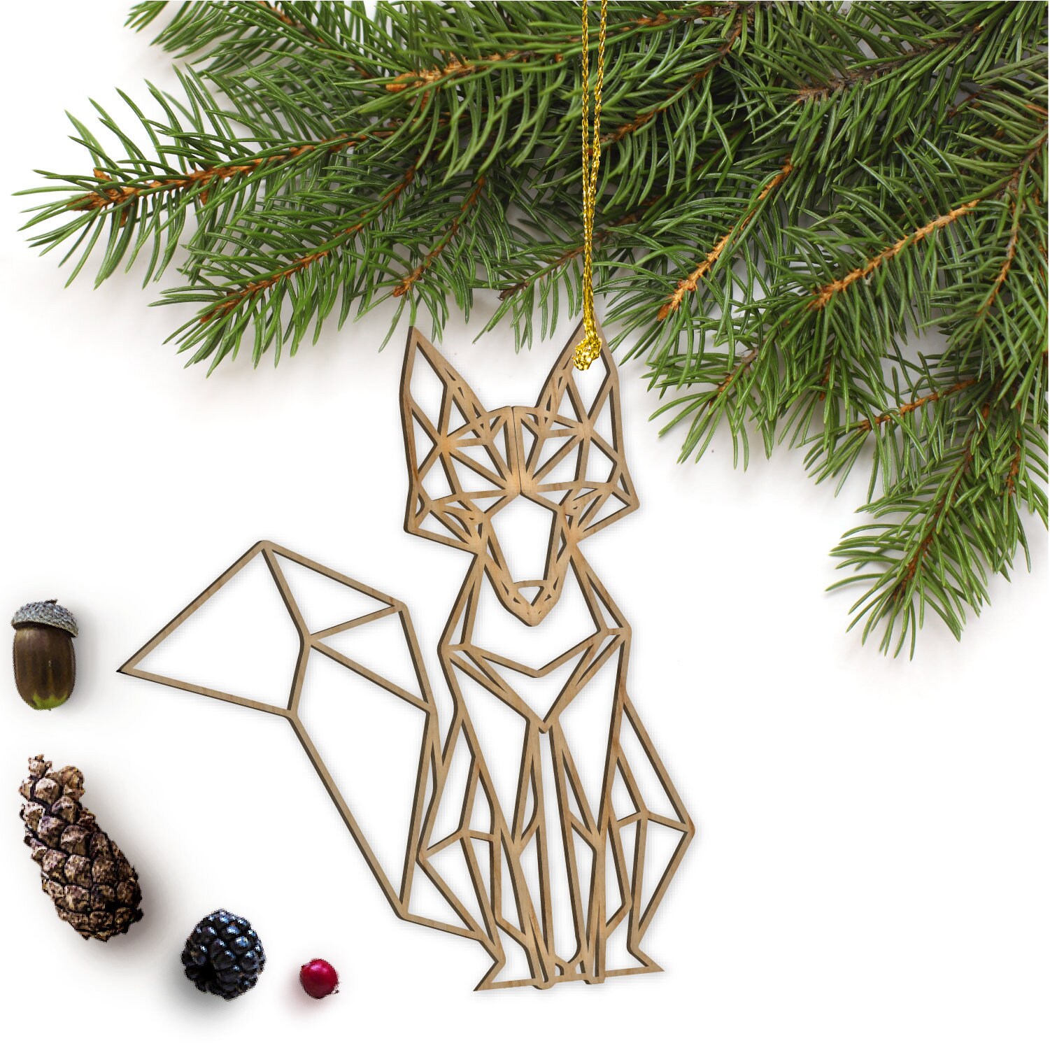 Geometric Fox Ornament Animal Christmas Decor Holiday | Etsy