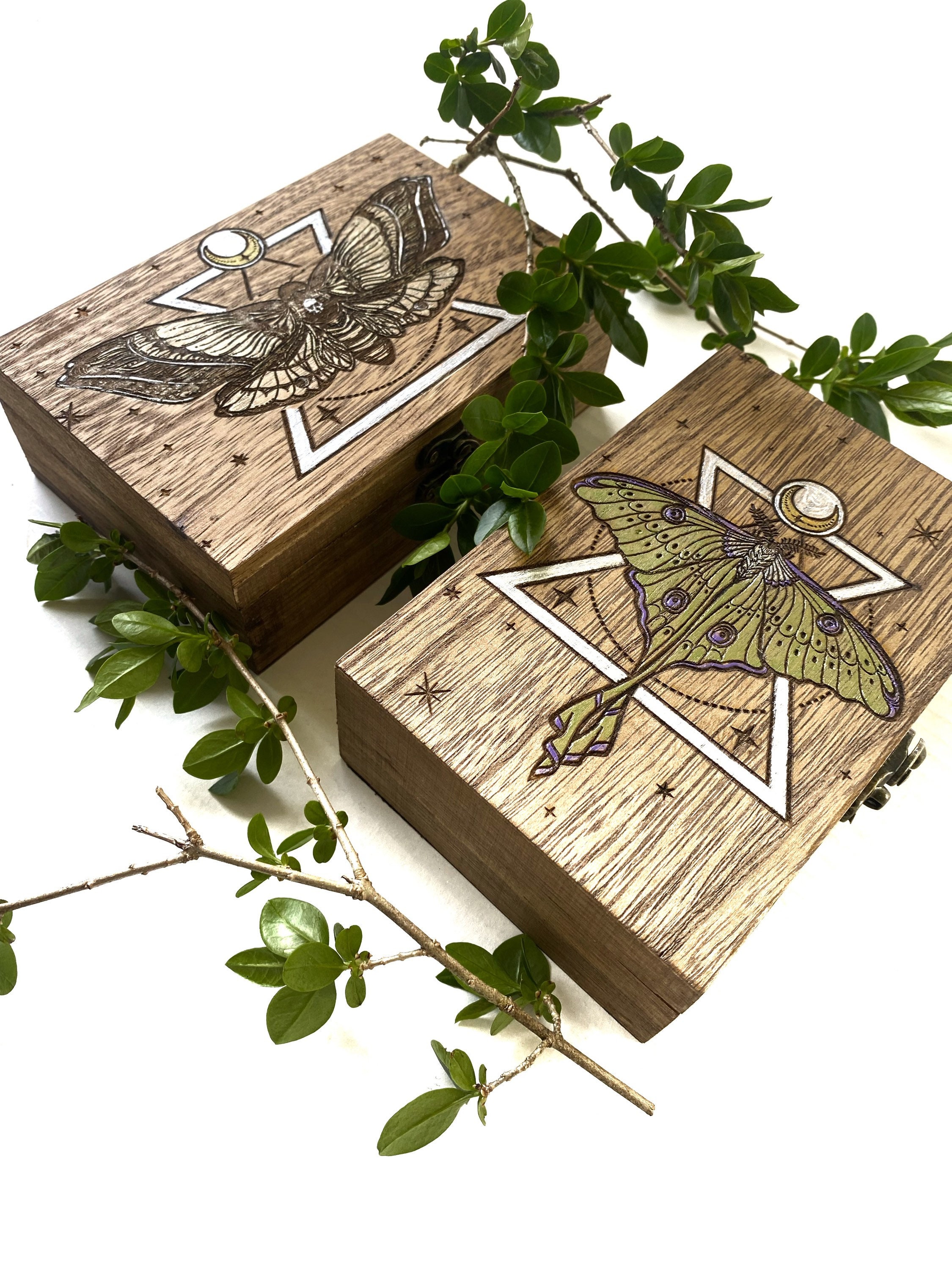 Death Moth Tarot Box, Hand-painted Celestial Stash Box - Etsy