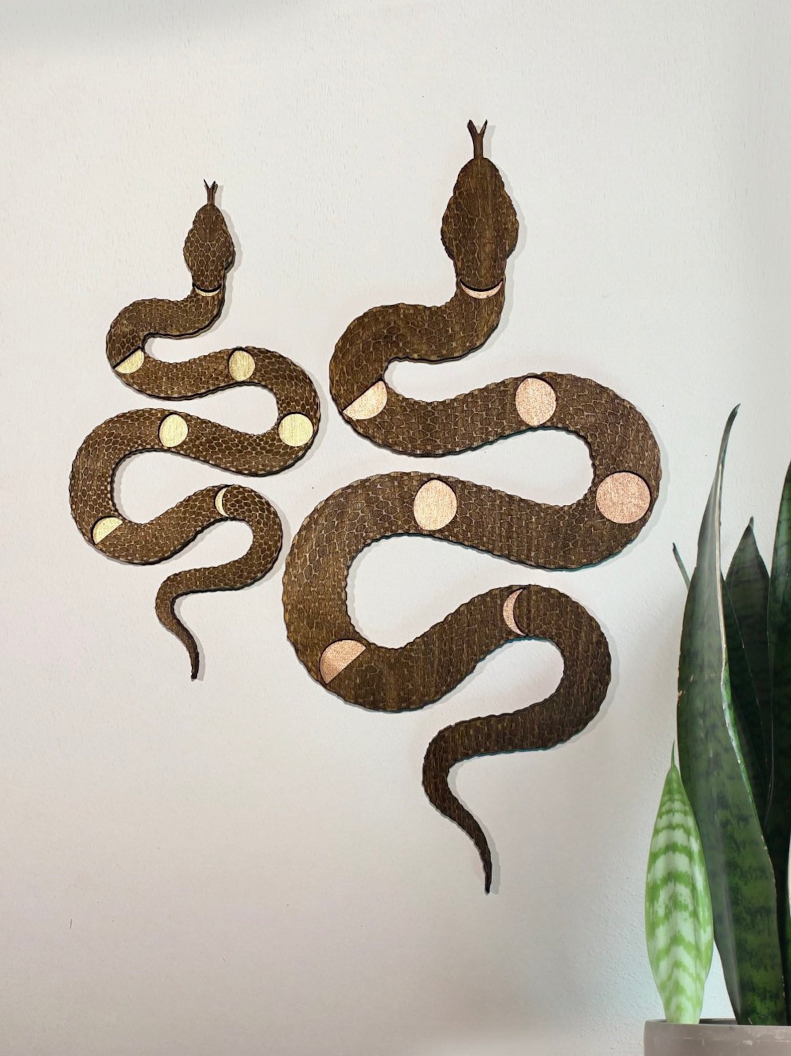 Snake Wall Hanging, Engraved Wall Art, Phases of the Moon Home Decor - Etsy