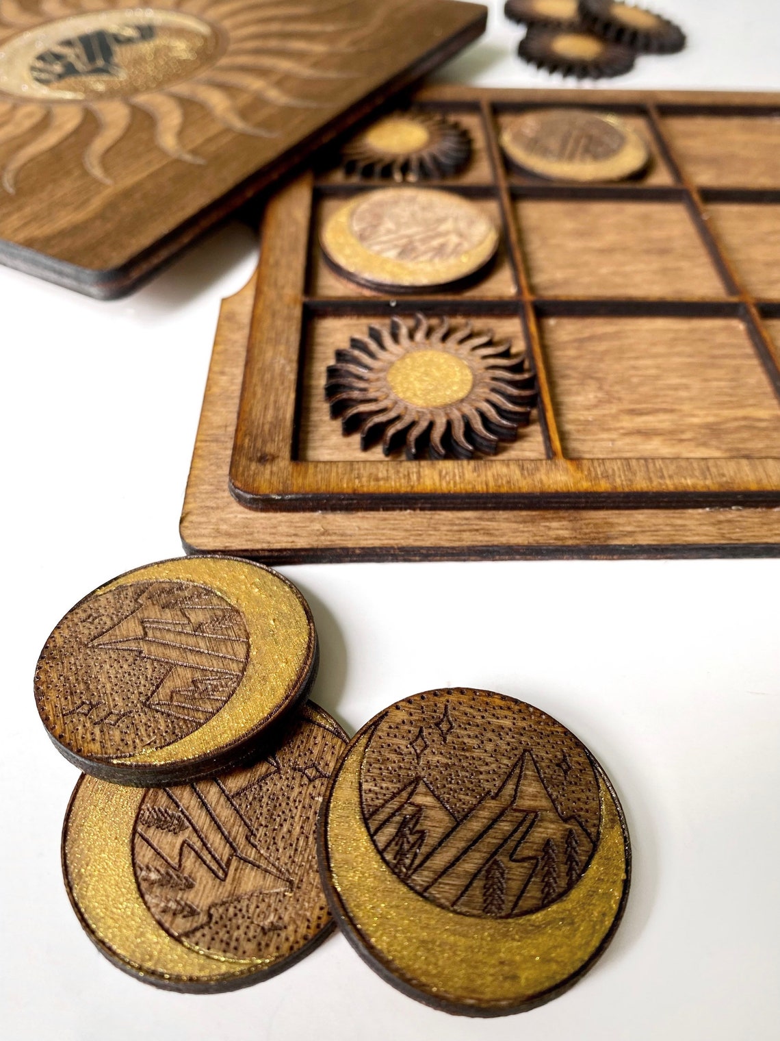 Tic Tac Toe Game, Sun and Moon, Celestial Home Decor, Lunar Functional ...