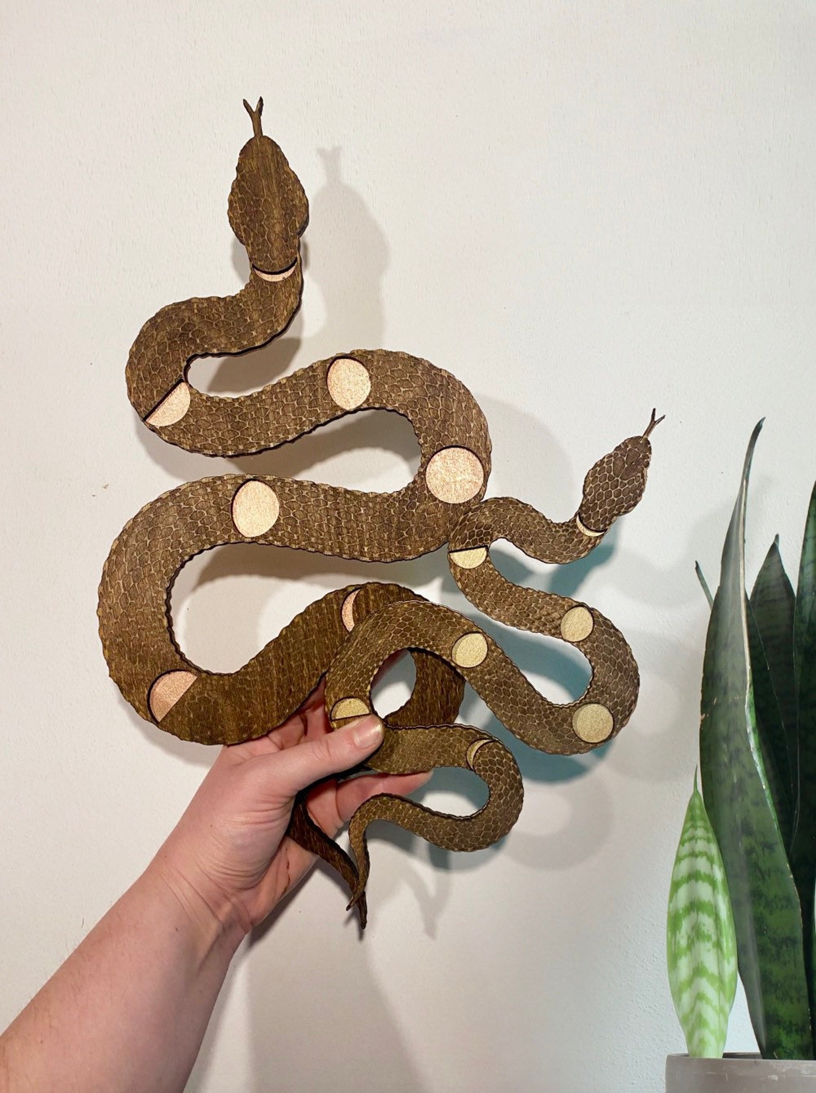 Snake Wall Hanging, Engraved Wall Art, Phases of the Moon Home Decor - Etsy