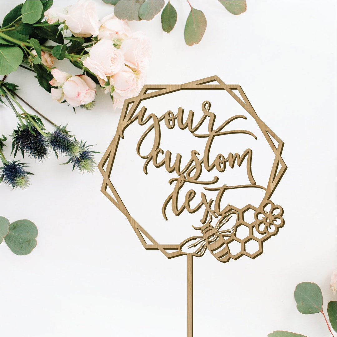Personalized Bee Wedding Cake Topper: Laser Cut Birch Wood - Etsy