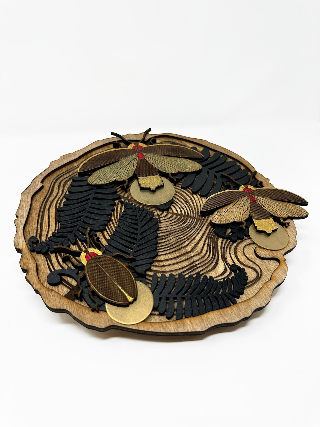 Firefly Wood Slice, Lightning Bug Hand Painted Bug Wall Hanging, Wooden ...