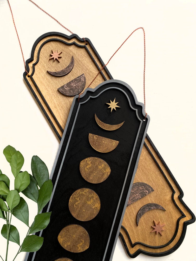 Phases of the Moon Wall Hanging Lunar Wall Hanging Wooden - Etsy