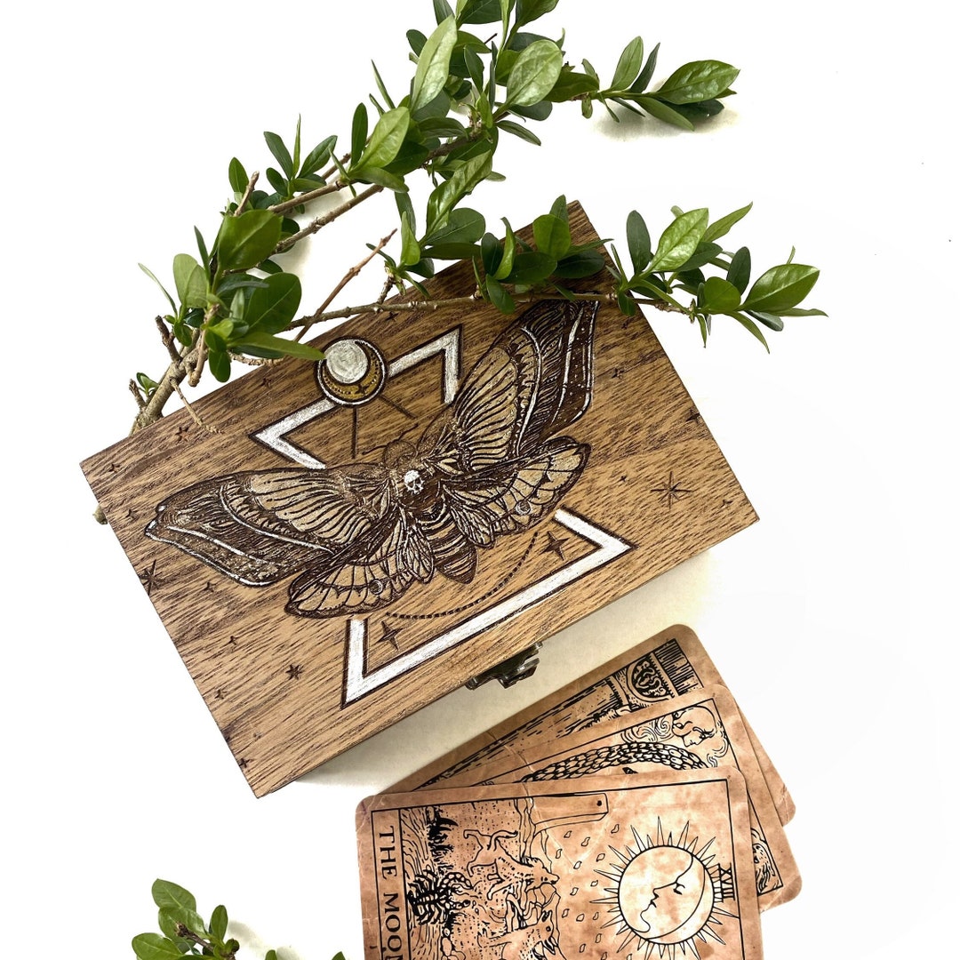 Death Moth Tarot Box, Moth Jewelry Box, Celestial Stash Box, Lunar ...