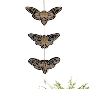 Cicada Garland, Stained Black Bug Wall Hanging, Wooden Insect Home ...