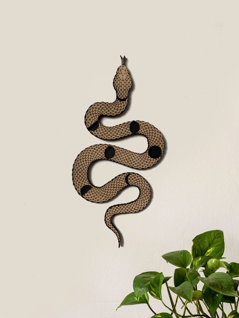Snake Wall Hanging, Engraved Wall Art, Phases of the Moon Home Decor - Etsy