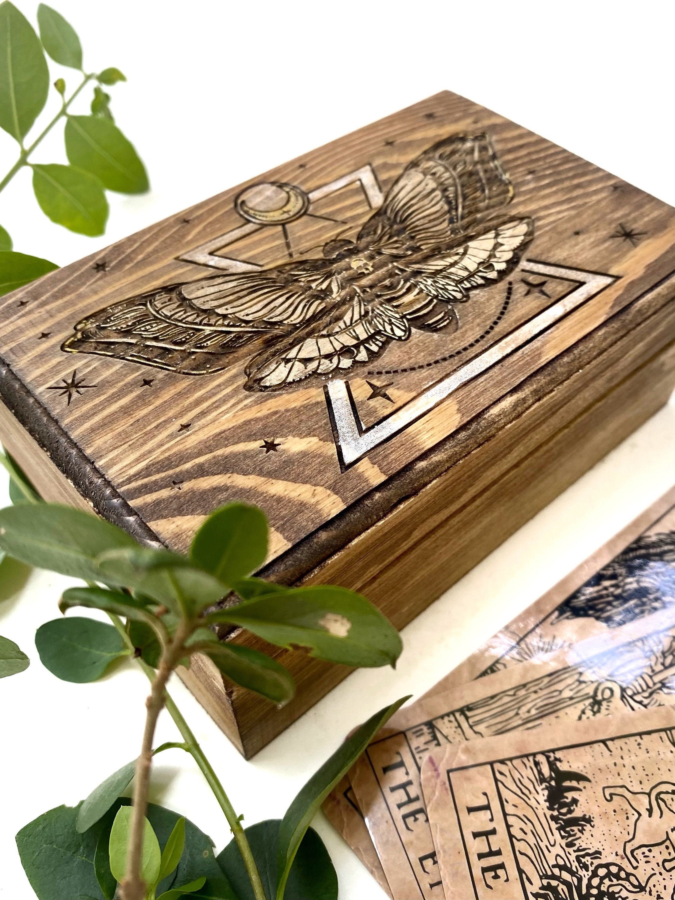 Death Moth Tarot Box, Hand-painted Celestial Stash Box - Etsy