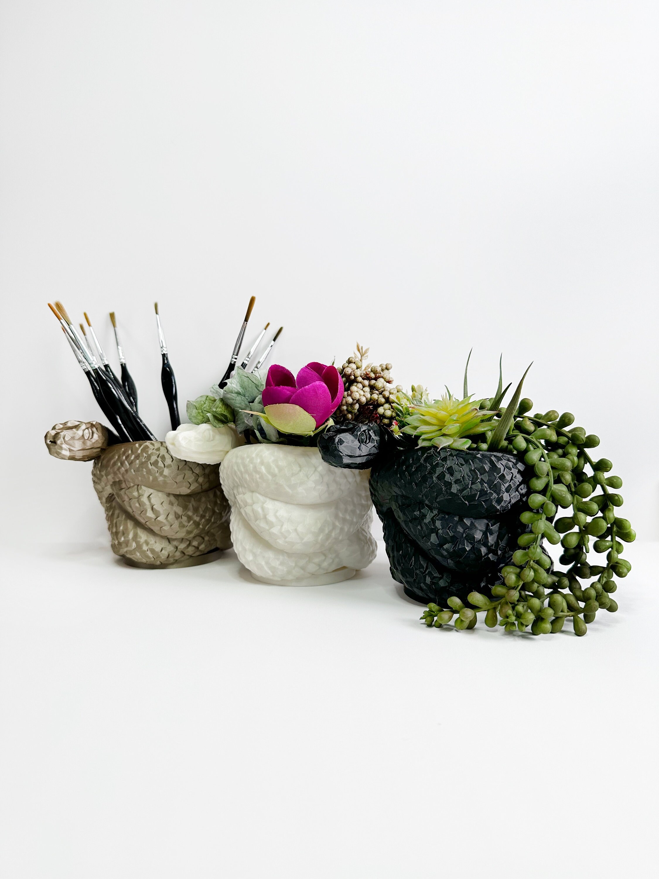 3D Printed Snake Vase: Cobra Flower Planter, Halloween Decor - Etsy