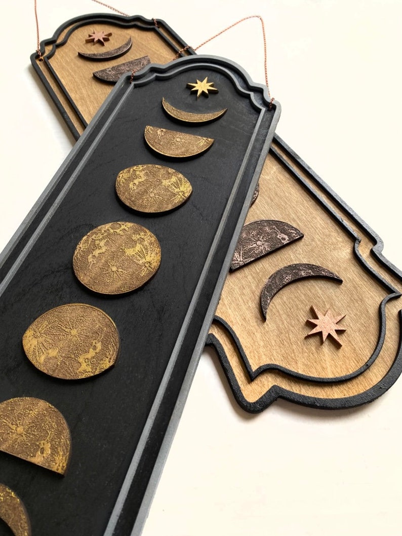 Phases of the Moon Wall Hanging Lunar Wall Hanging Wooden - Etsy