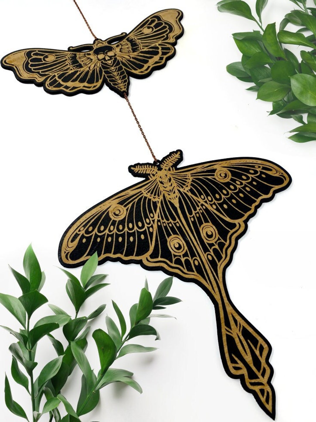 Luna Moth & Death Head Hawkmoth Wall Hanging, Insect Garland, Moth Wall ...