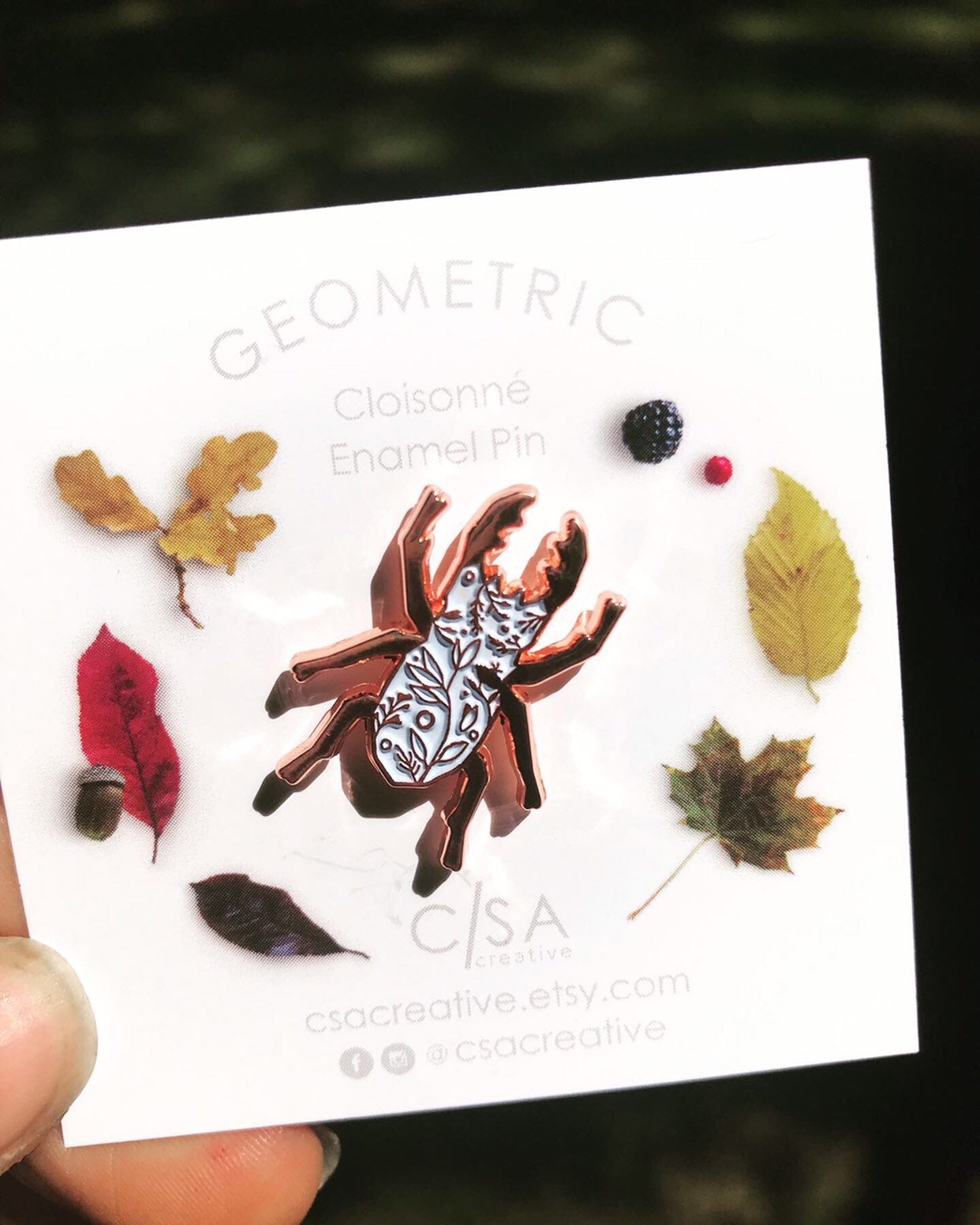 Stag Beetle Floral Enamel Pin Copper Metallic Pin - Etsy