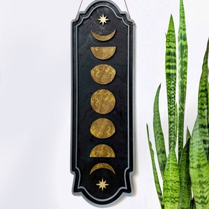 Phases of the Moon Wall Hanging, Lunar Wall Hanging, Wooden Moon Home ...