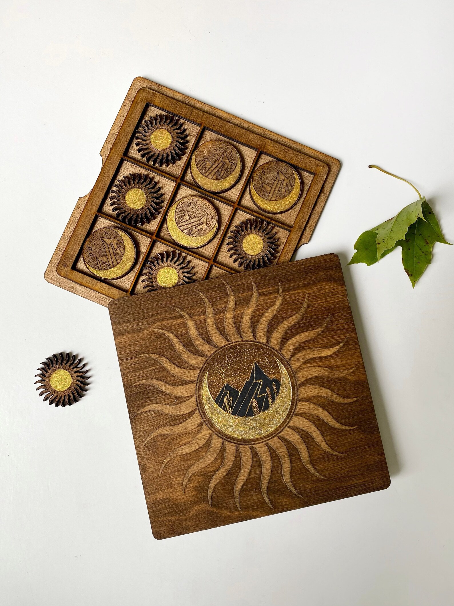 Tic Tac Toe Game, Sun and Moon, Celestial Home Decor, Lunar Functional ...