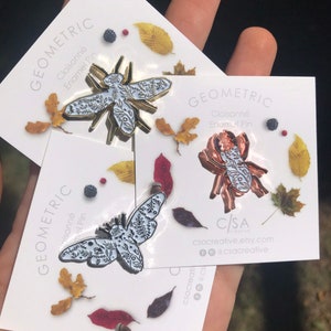 Stag Beetle Floral Enamel Pin, Copper Metallic Pin - Etsy