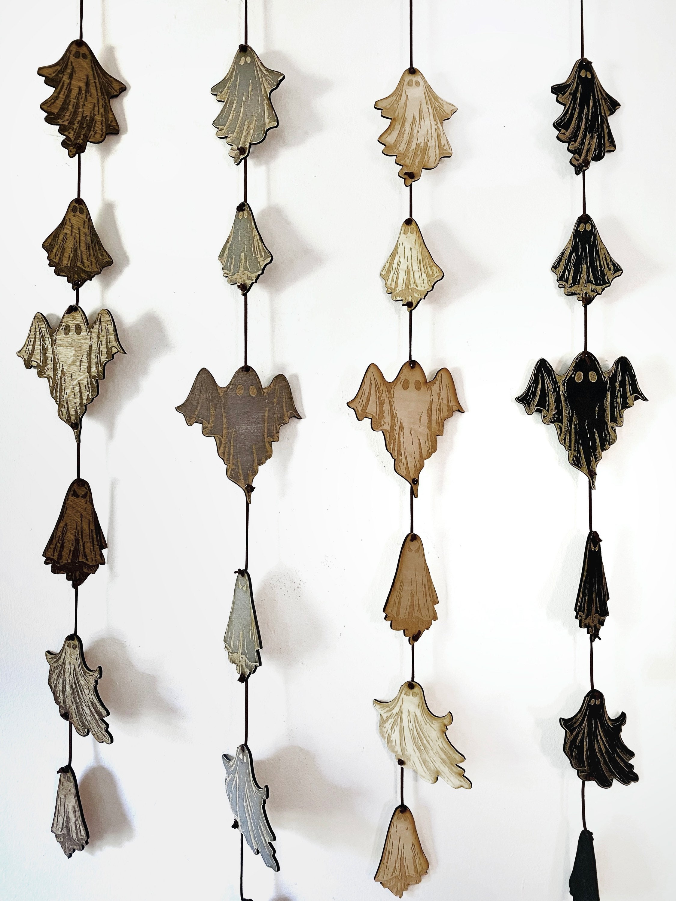 Engraved Ghost Garland: Halloween Bohemian Decor - Etsy