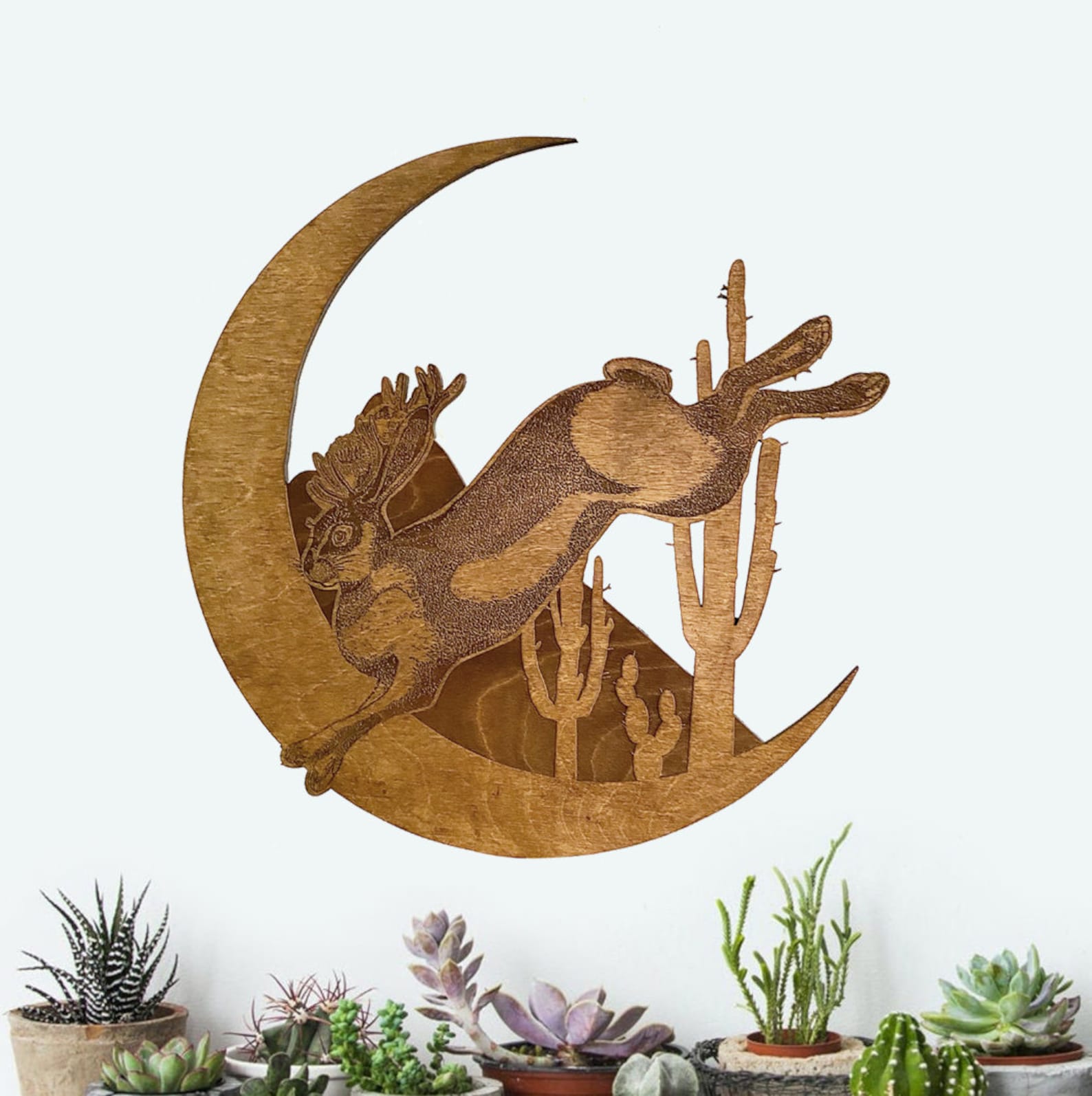 Jackalope Wall Hanging Moon Wall Art Jackalope Home Decor - Etsy
