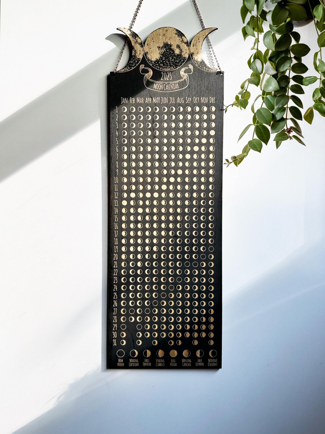 2026 Lunar Calendar: Engraved Birch Wood Moon Phases Wall Hanging - Etsy