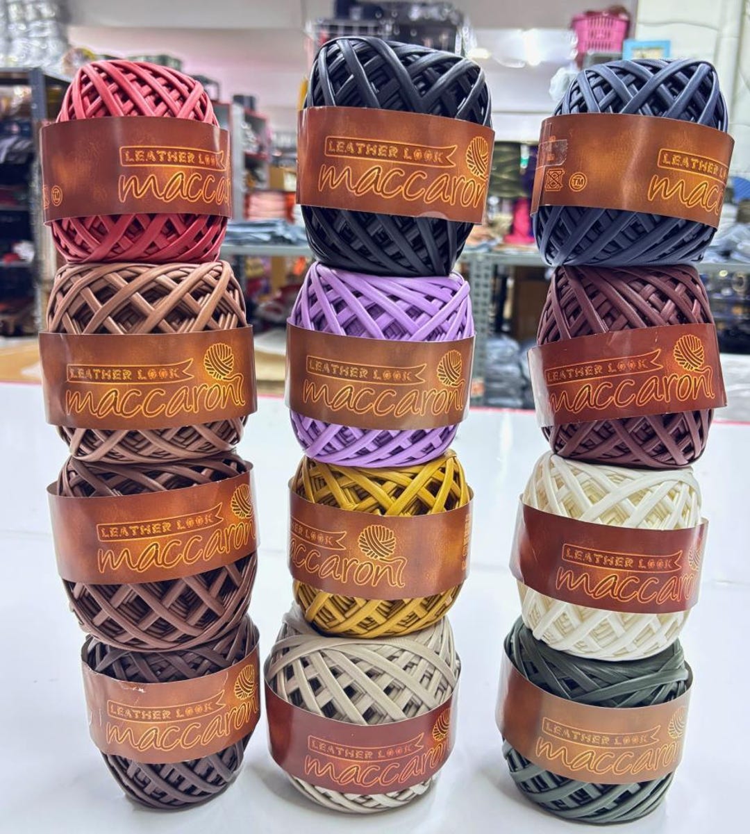 Maccaroni Leather Look Yarn,faux Leather Cord for Bag Crochet – Macaron ...