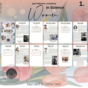 WOMEN in Science, UNIT STUDY, Montessori Cards, Powerful Women, Posters ...