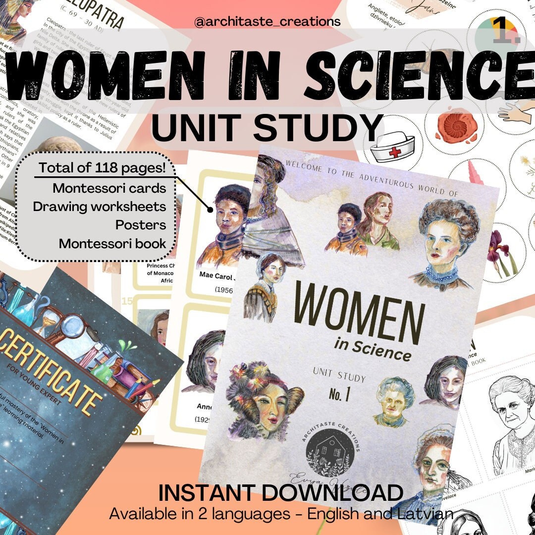 WOMEN in Science, UNIT STUDY, Montessori Cards, Powerful Women, Posters ...