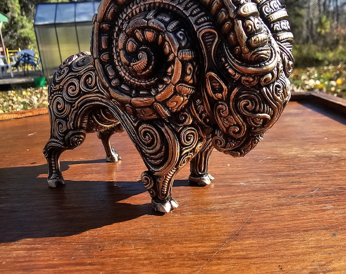 Vintage 1960s Brass Persian Ram Mythical Mountain Aries Sign Sculpture ...