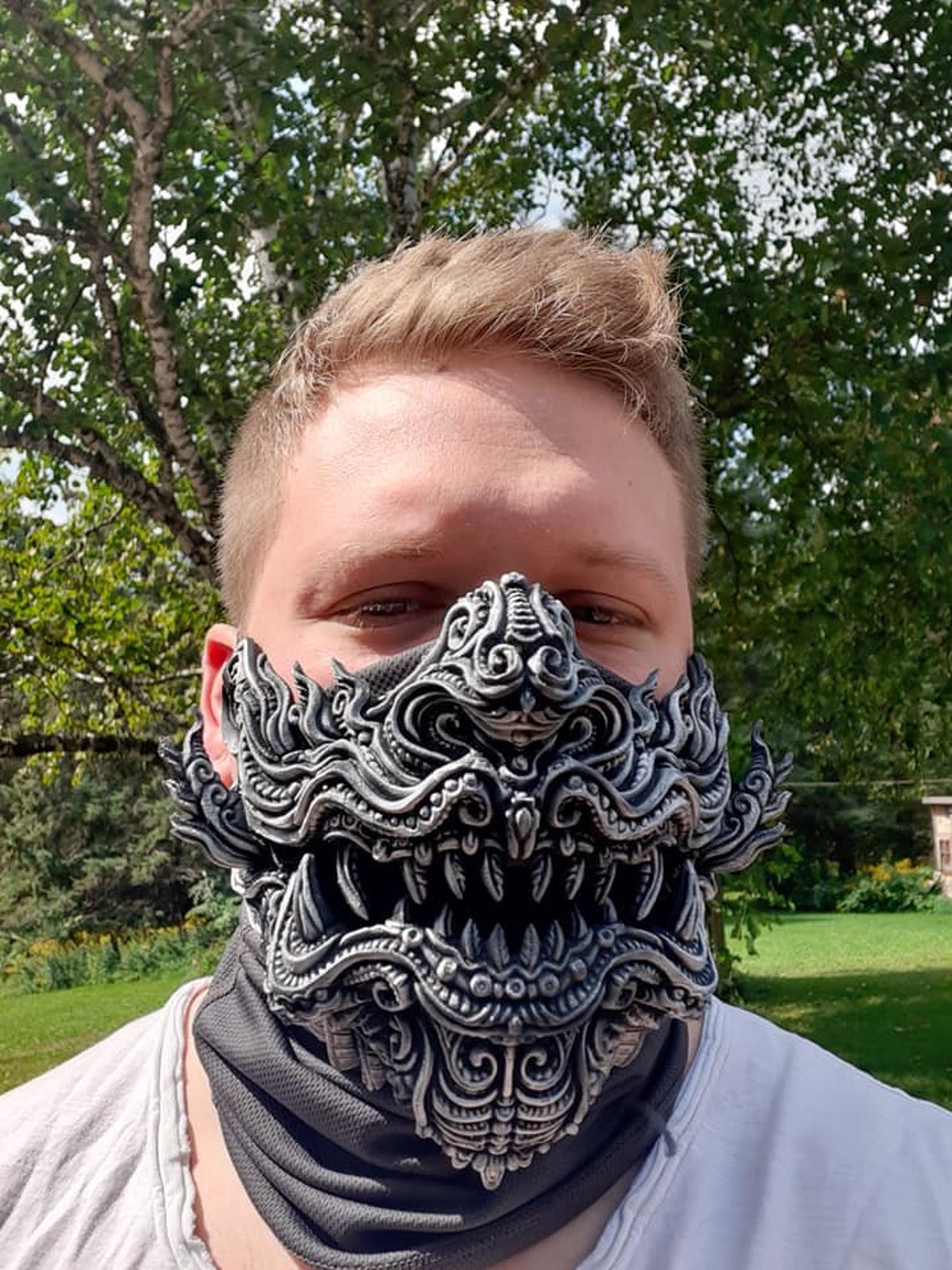 3d Printed Oni Inspired Half Mask (free Shipping in the US) - Etsy