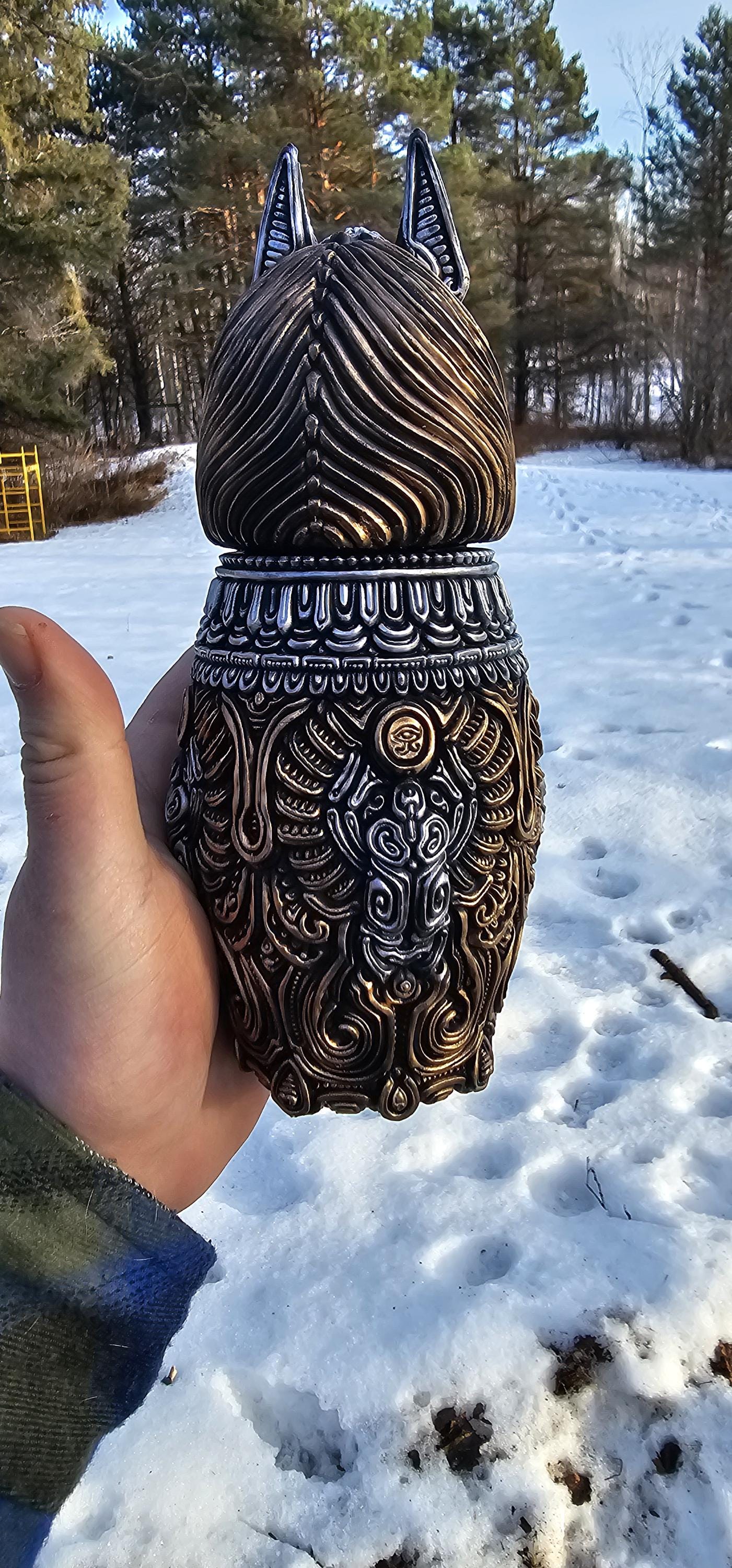 Anubis Canopic Urn • Egyptian Jar Decor • 3D Printed Mythology Vessel ...