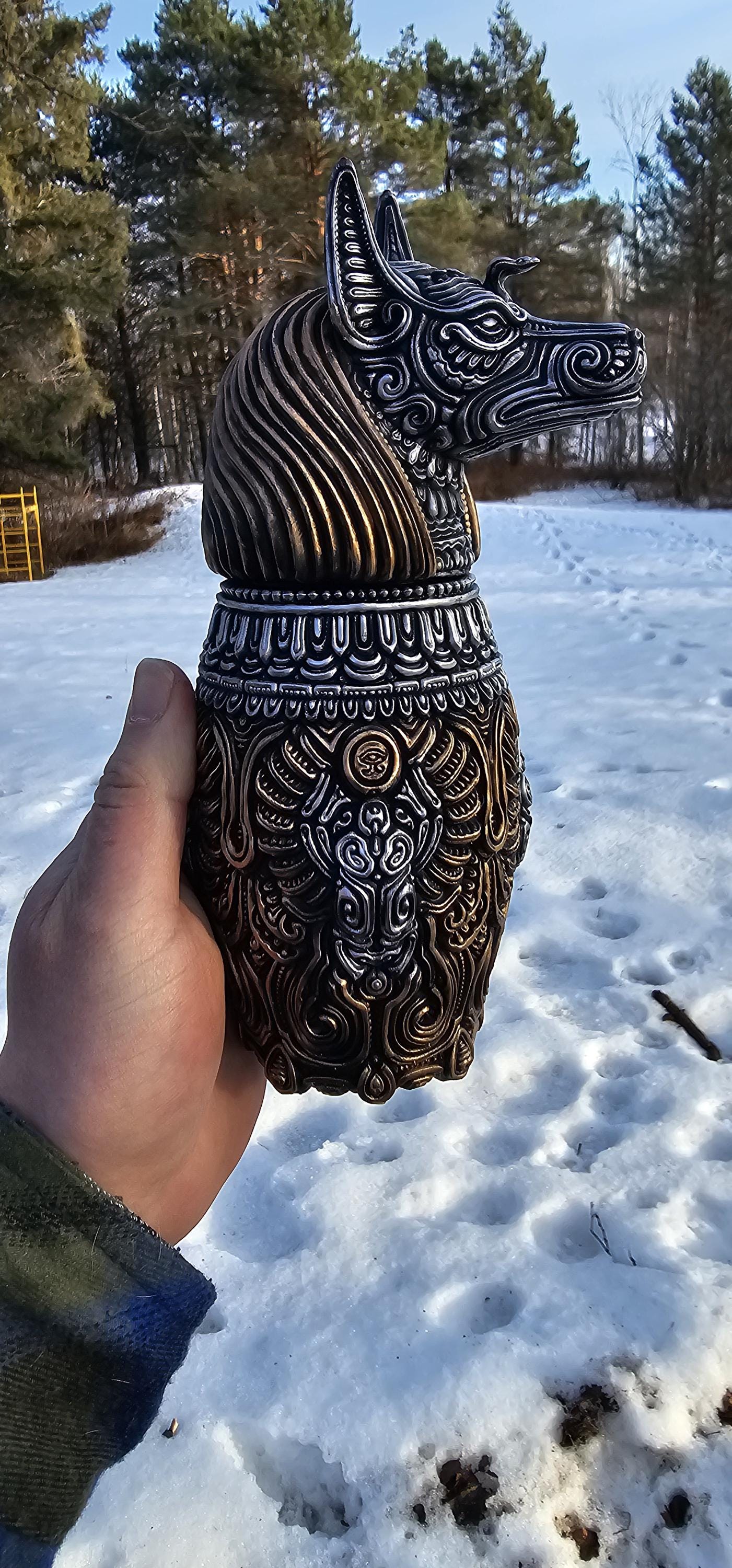 Anubis Canopic Urn • Egyptian Jar Decor • 3D Printed Mythology Vessel ...