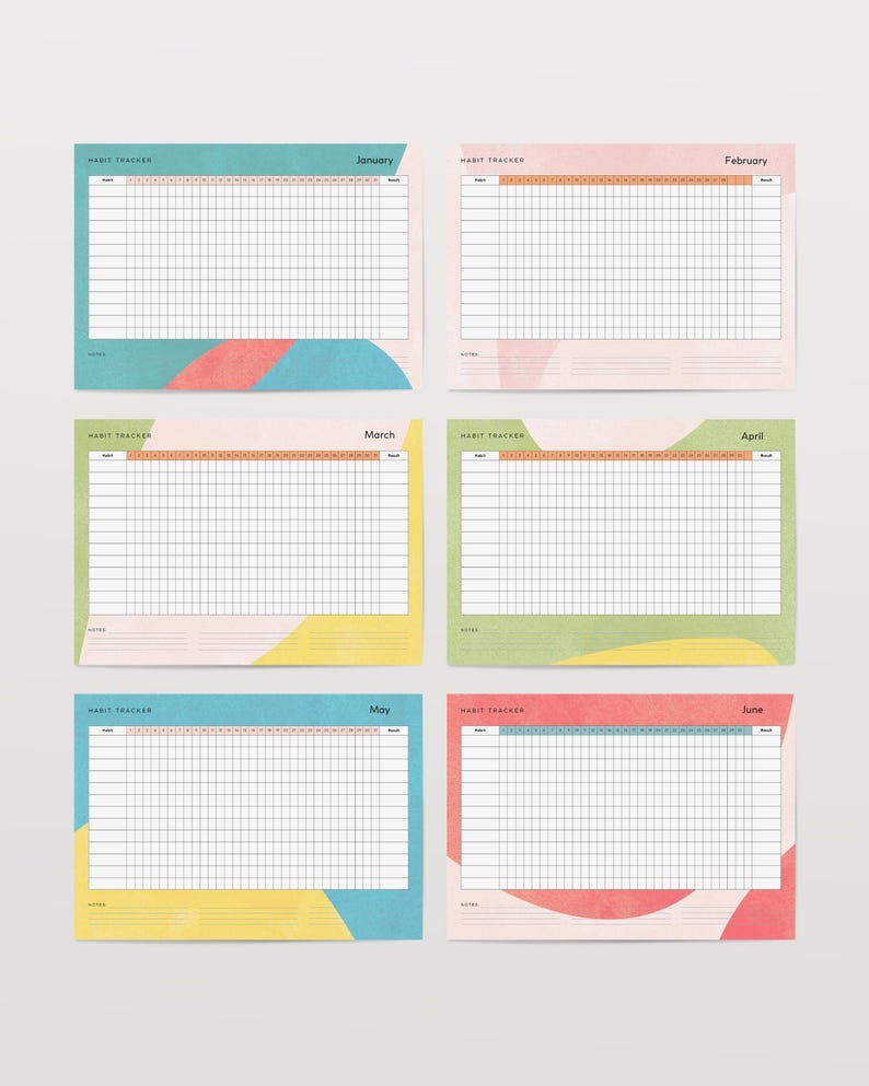 Monthly Habit Tracker Printable, Year Routine Tracker, Habit Checklist ...