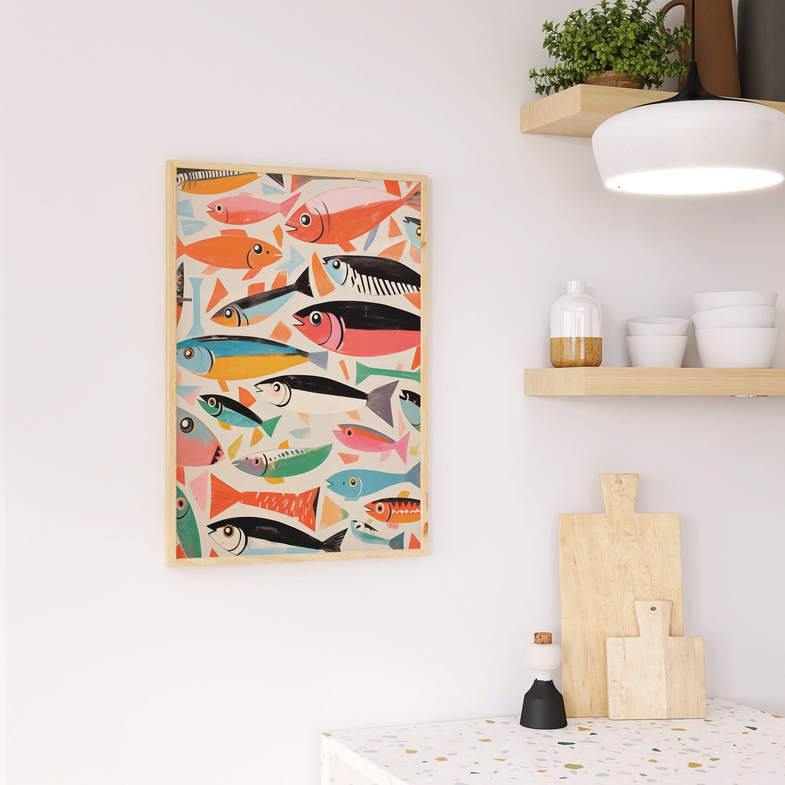 Colourful Bathroom Wall Decor, Fish Bathroom Print, Nautical Kitchen ...