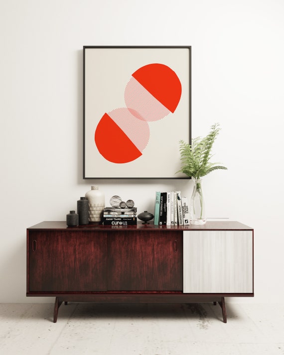 Abstract Red Wall Art Minimal Contemporary Print Approach | Etsy