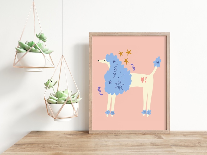 Poodle Illustration Printable Dog Art - Etsy