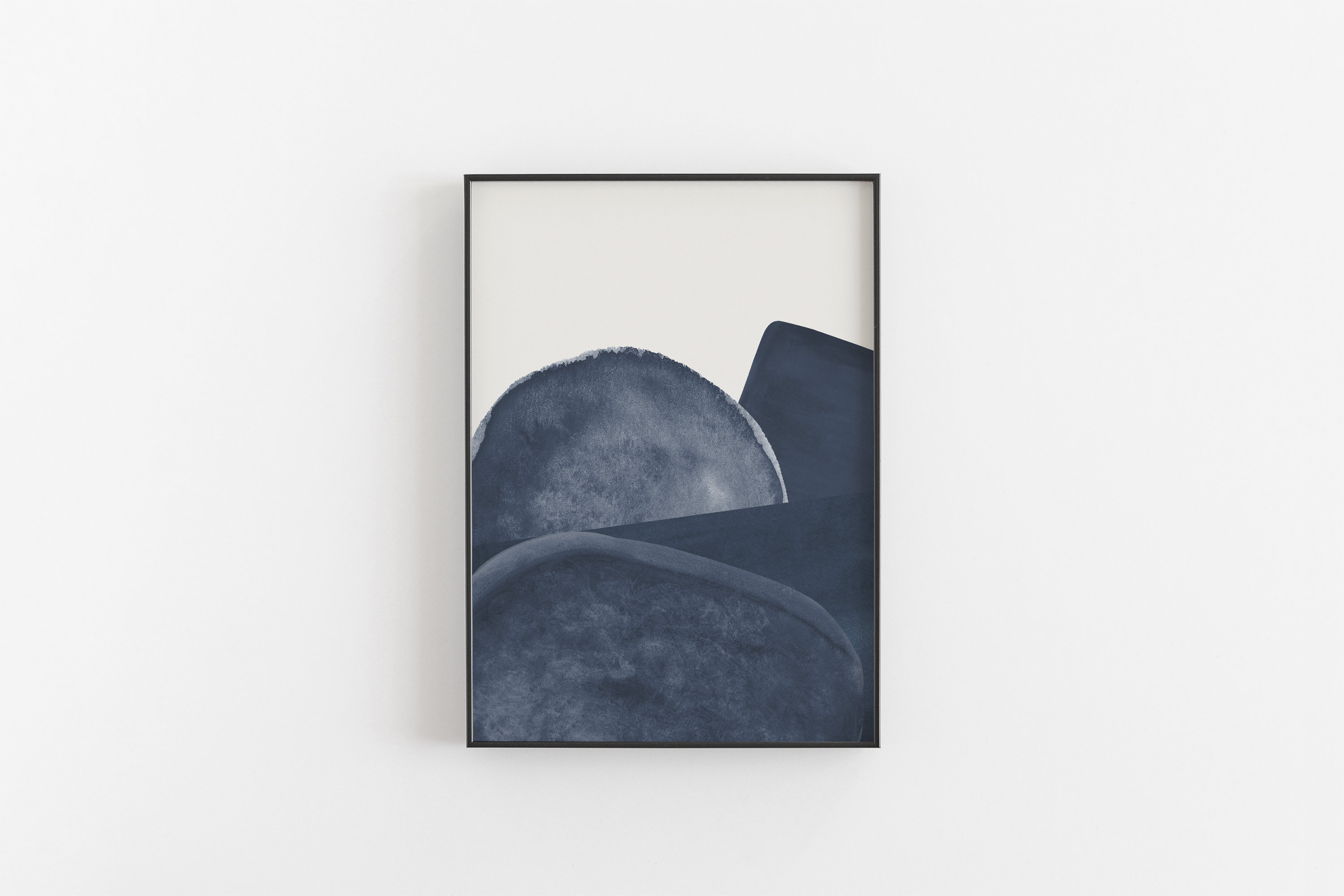 Landscape Print, Modern Wall Art, Navy Blue Abstract Art - Blue ...
