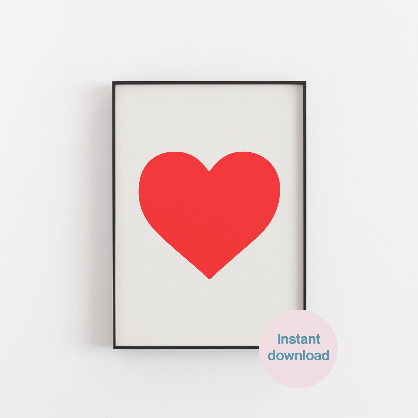 Red Heart Printable Art, Abstract Bedroom Wall Art, Minimalist Decor ...