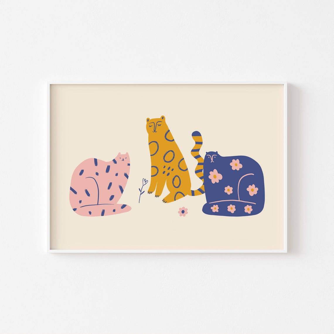 Cat Illustration Digital Download Art Print | Printable Cat Poster - Etsy