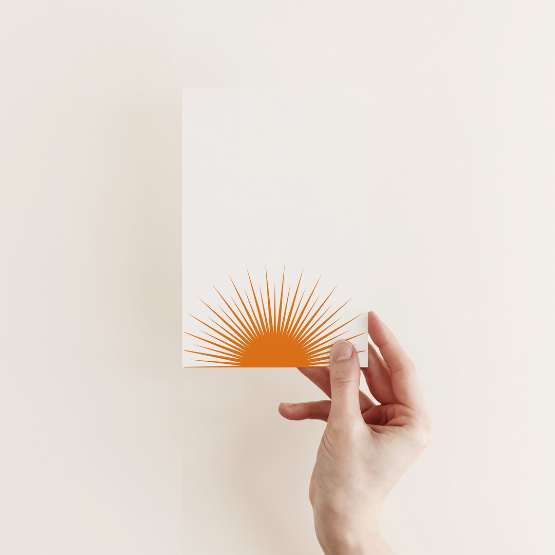 Sun Card, Minimalist Card, Abstract Greetings Card - Sunburst - Etsy