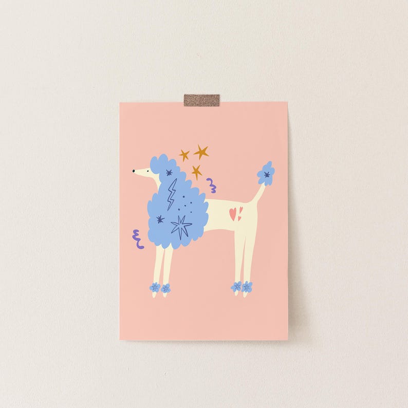 Poodle Illustration Printable Dog Art - Etsy