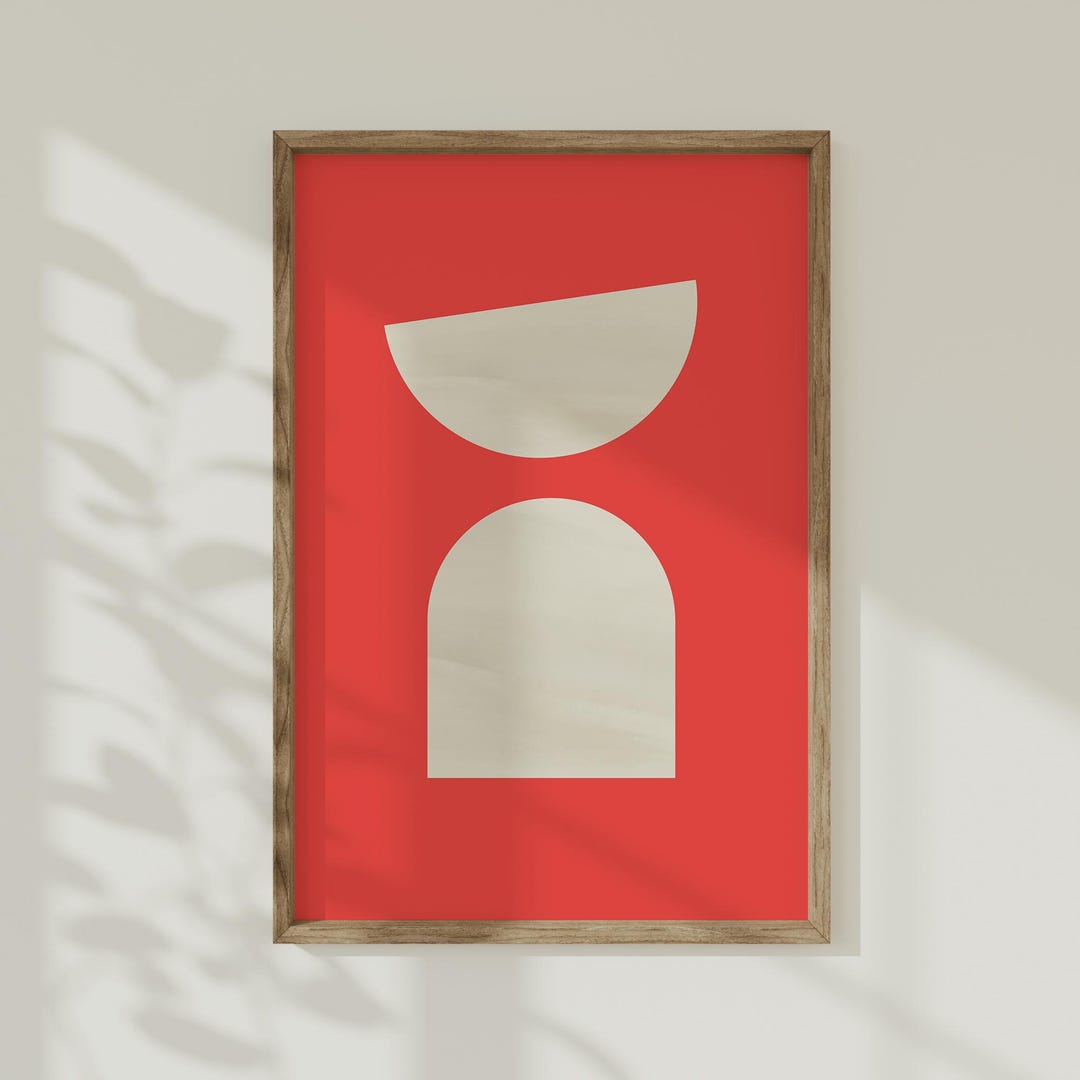 Red and White Abstract Printable Poster - Slant - Etsy