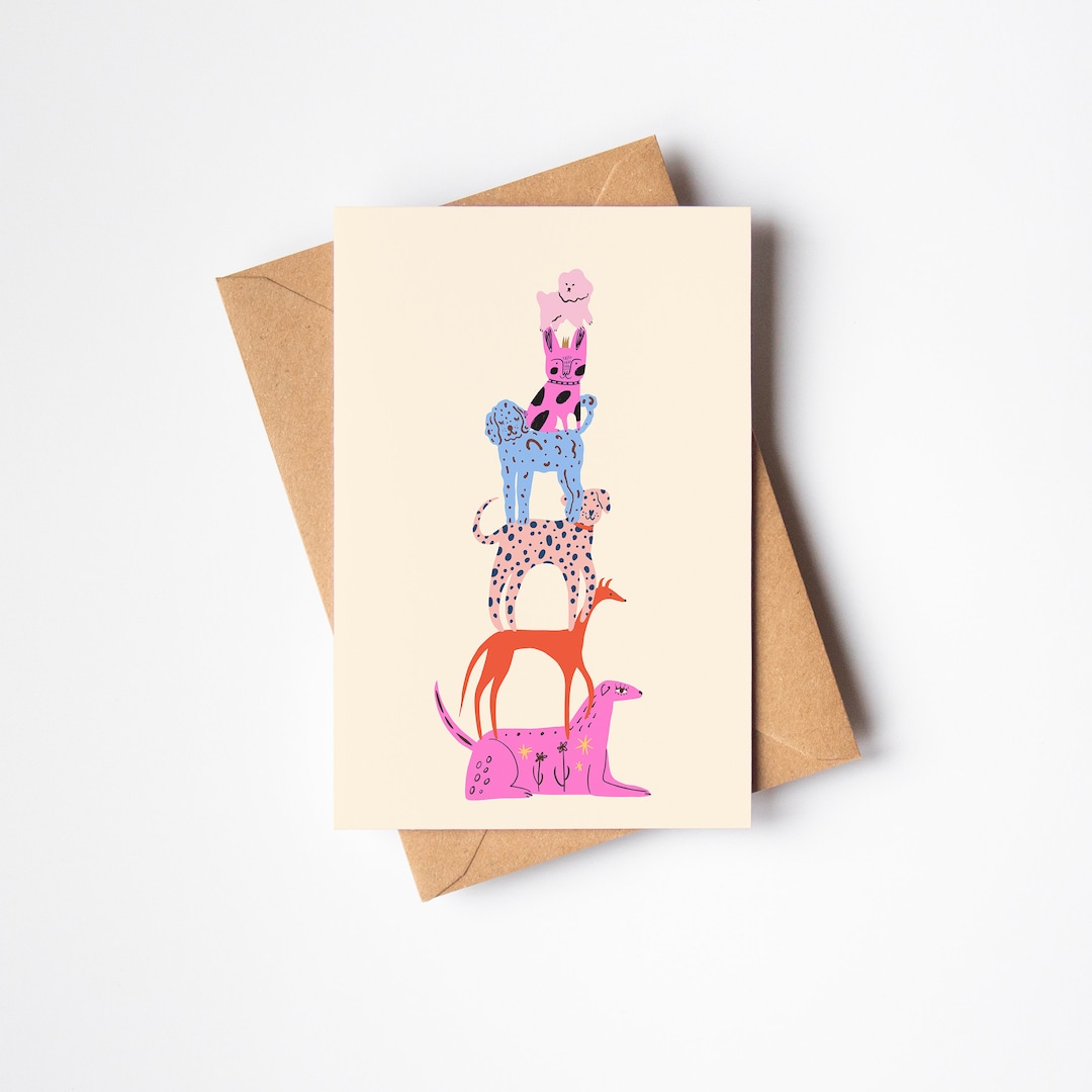 Funny Dog Breeds Greeting Card for Dog Lover - Pile of Dogs - Etsy