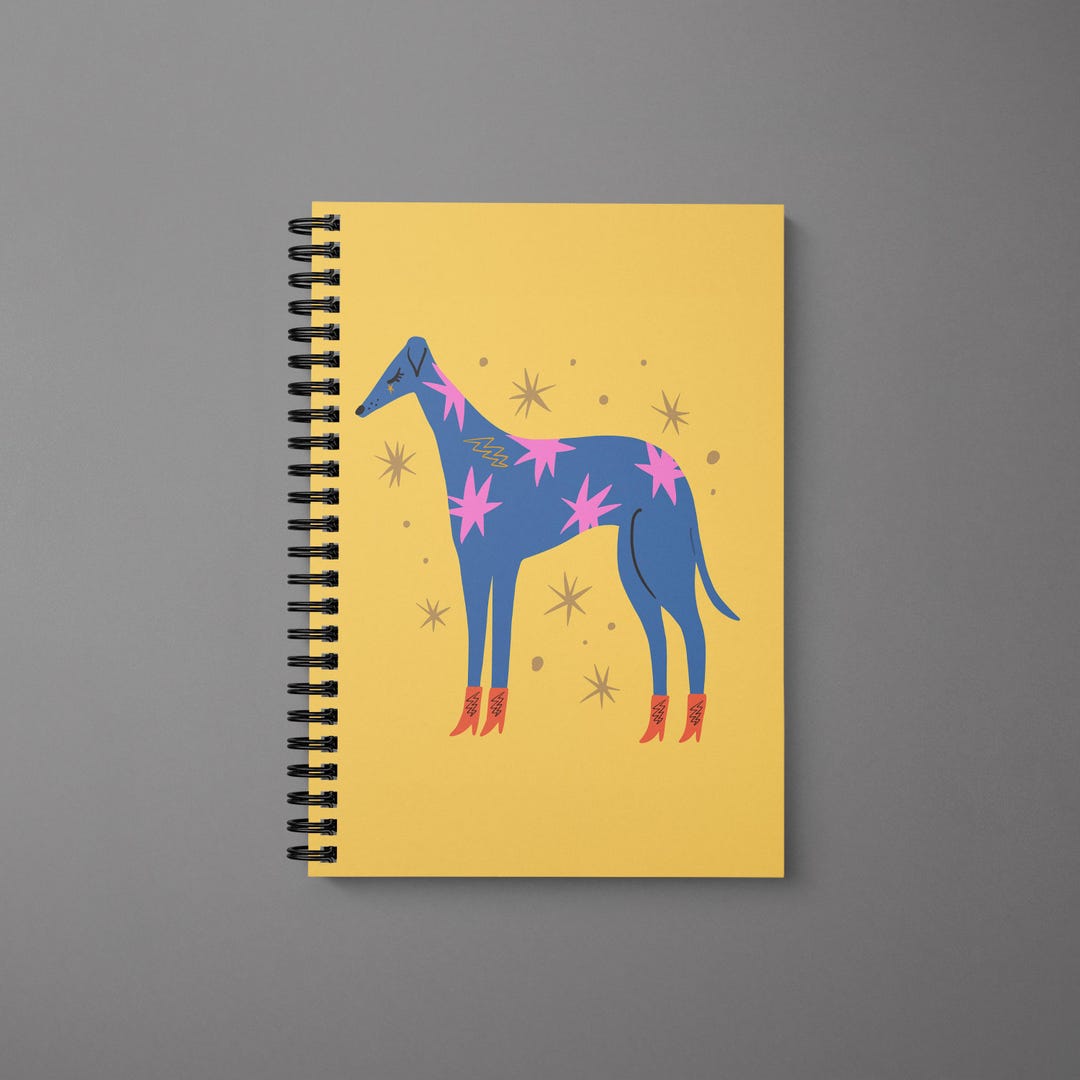 Whippet Spiral Notebook, Lurcher Journal, Greyhound Stationery for Dog ...