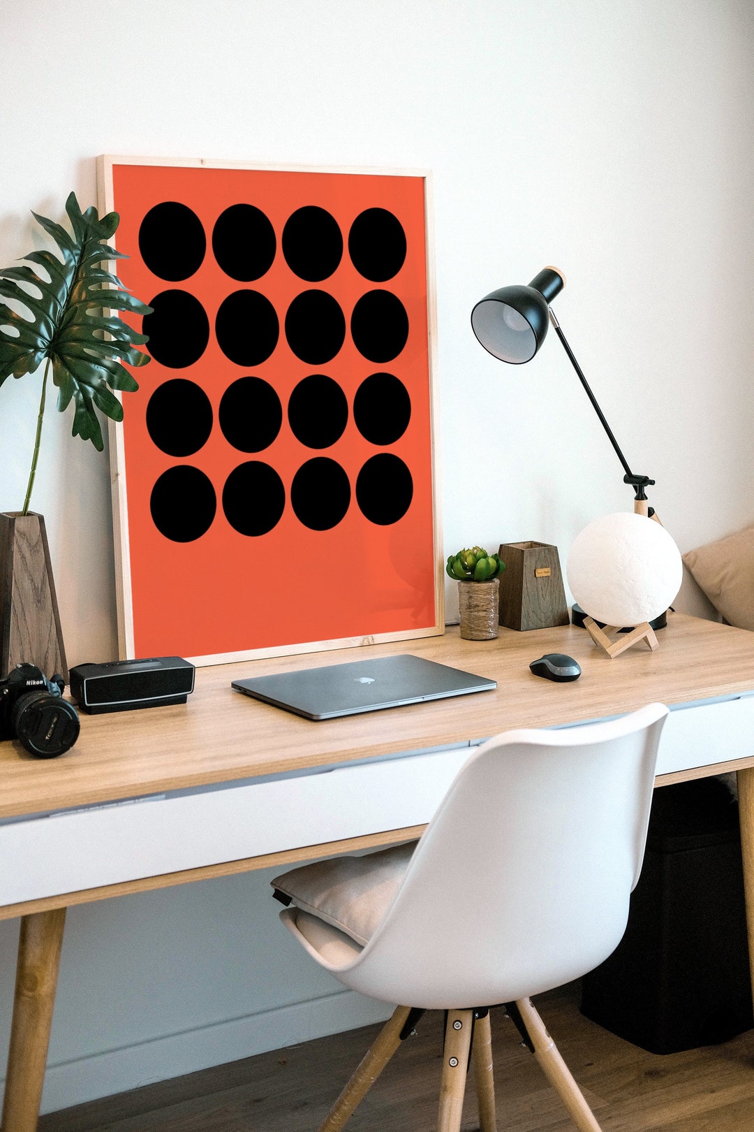 Retro Graphic Circle Art Print in Red and Black - Array - Etsy