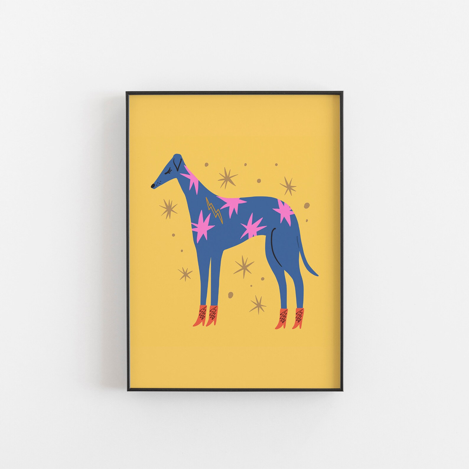 Whippet Art, Lurcher Print, Greyhound Wall Art, Sighthound Print - Etsy