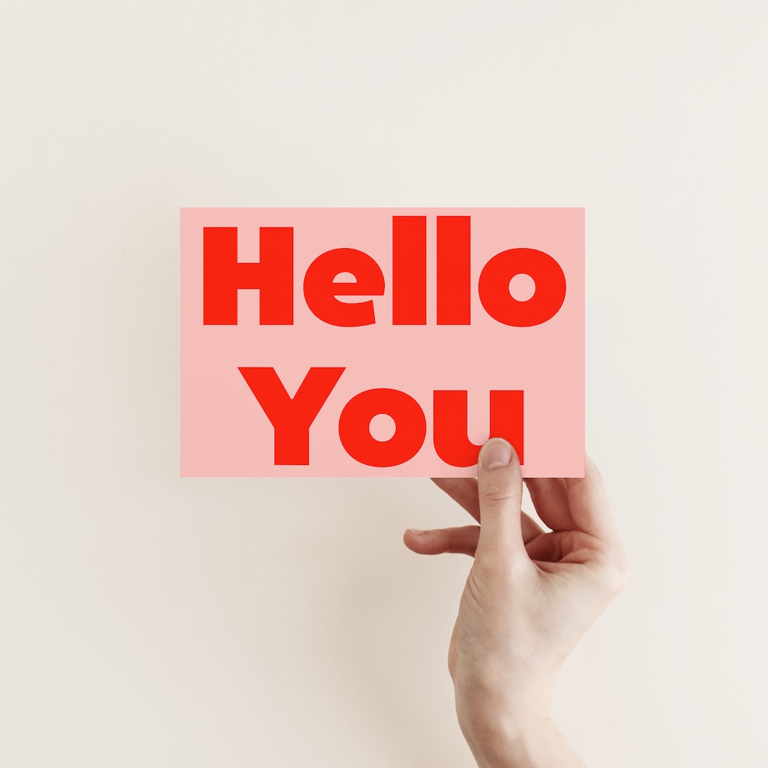 Flirty Card, Contemporary Valentines Card - Hello You - Etsy