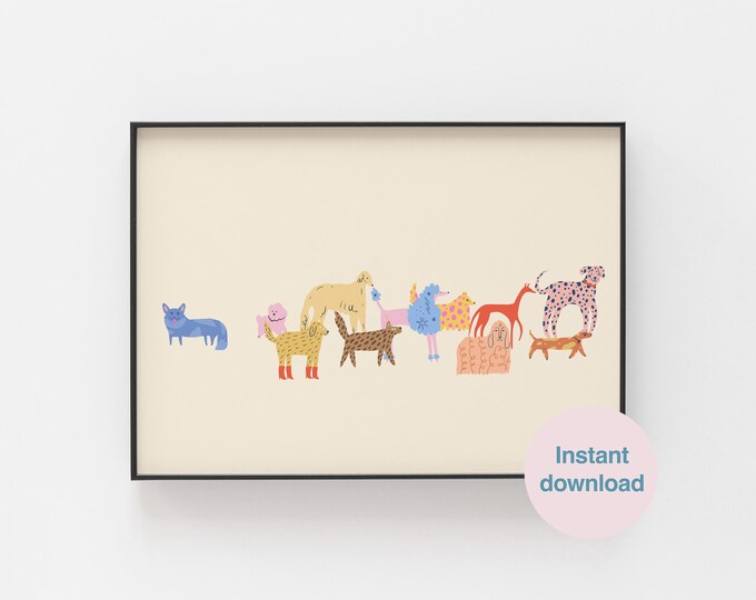 Dog Illustration Digital Download Print Printable Dog Breed Art - Etsy