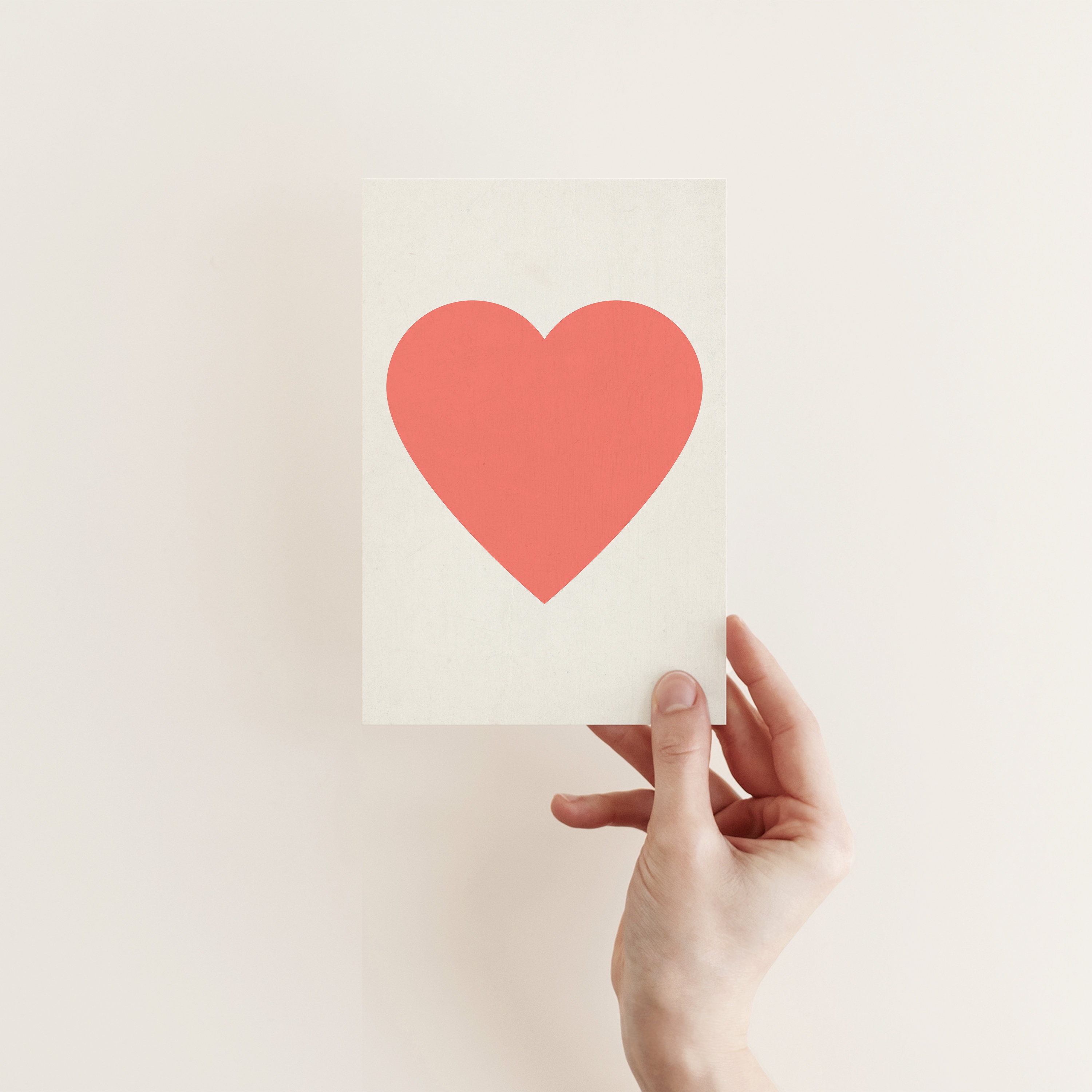 Valentines Day Card, Love Heart Card Coral Heart - Etsy